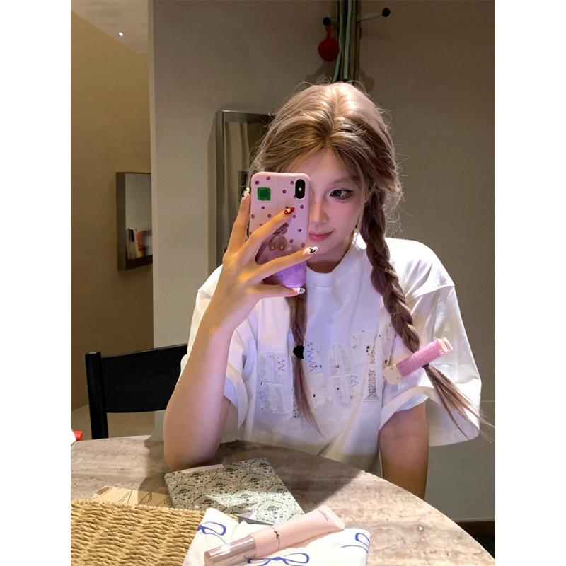 ・カテゴリ: Tシャツ・スタイル: 通勤風・主な素材: 綿100%・柄: アルファベット・ネックライン: クルーネック・袖丈: 短袖・袖型: 通常袖・衣丈: ミドルロング(65cm超80cm以下)・カラー展開: ホワイト・サイズ展開: M、...