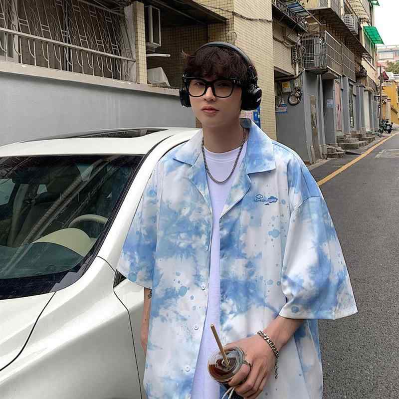 ・スタイル: 休闲・款式: 开衫・版型: 宽松型・领型: 尖领・袖长: 七分袖・图案: 拼色・厚薄: 薄款・主面料成分: 聚酯纤维（涤纶）・主面料成分含量: 80%・颜色: 藍色,紫色・尺码: M,L,XL,2XL,3XL・适用性别: 男・...