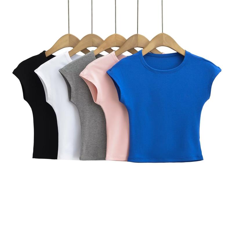 ・カテゴリ: Tシャツ・スタイル: 欧美风・主な素材: 綿90-95%、氨纶30%以下・柄: 無地・袖丈: 短袖・袖型: フリル袖・カラー展開: 白色、黒色、浅灰色、粉色、宝藍色・サイズ展開: S、M、L・フィット: スリムフィット・衣長:...