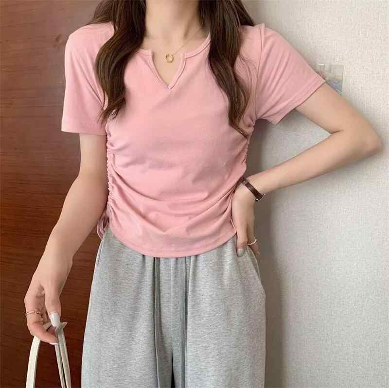 ・カテゴリ: Tシャツ・スタイル: 日韓カジュアル、慵懶風・主な素材: 綿90-95%、ポリエステル5-10%・袖丈: 短袖・袖型: 標準・柄: 無地・カラー展開: 白色、黒色・サイズ展開: S、M、L、XL、2XL・ネックライン: Vネッ...