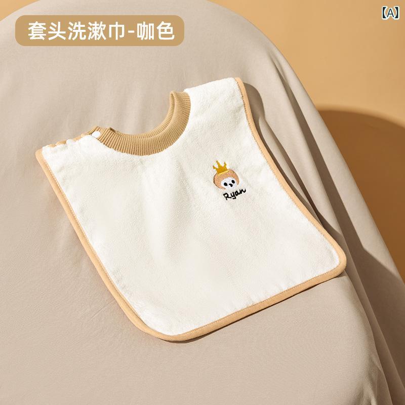 ・カテゴリ: 围嘴/围兜・主な素材: 纯棉95%以上・素材: 珊瑚绒・適用性別: 中性/男女均可・機能: 防水防汚・柄: 卡通・カラー展開: 咖色、粉色、藍色