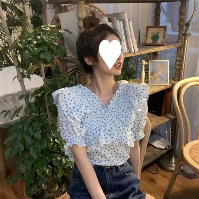 ・カテゴリ: Tシャツ・スタイル: 清新甜美・主な素材: その他・袖丈: 短袖・版型: 宽松型・衣長: 普通款(50cm＜衣長≤65cm)・ネックライン: V字領・袖型: 无袖・カラー展開: 花色・サイズ展開: S、M、L、XL、2XL