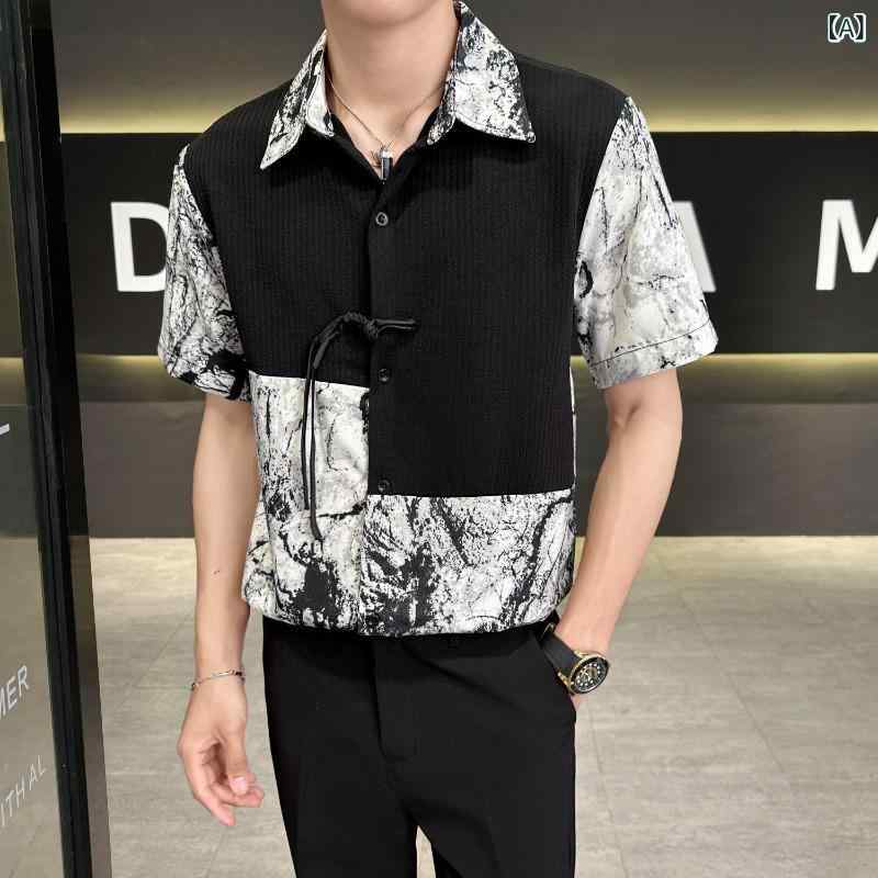 ・スタイル: 中国風・カテゴリ: シャツ・スタイル: カジュアル・主な素材: ポリエステル51-70%・袖丈: 短袖・柄: ピースカラー・カラー展開: ブラック・サイズ展開: M、L、XL、2XL、3XL・性別: 男性・対象年齢: 成人