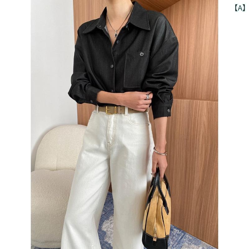・カテゴリ: シャツ・スタイル: 通勤・主な素材: ポリエステル50-70%、天絲30-50%・柄: 無地・デザイン: 開衫・袖丈: 長袖・衣丈: 中長・ネックライン: シャツカラー・袖型: 通常袖・フィット: 通常