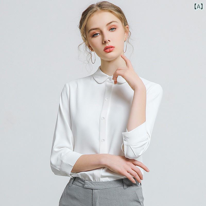 ・カテゴリ: シャツ・スタイル: 通勤・主な素材: 竹繊維30-50%、ポリエステル30-50%・柄: ロゴ・袖丈: 七分袖・版型: ストレート・衣長: 普通(50cm超-65cm以下)・ネックライン: ベビードールカラー・袖型: スタンダ...