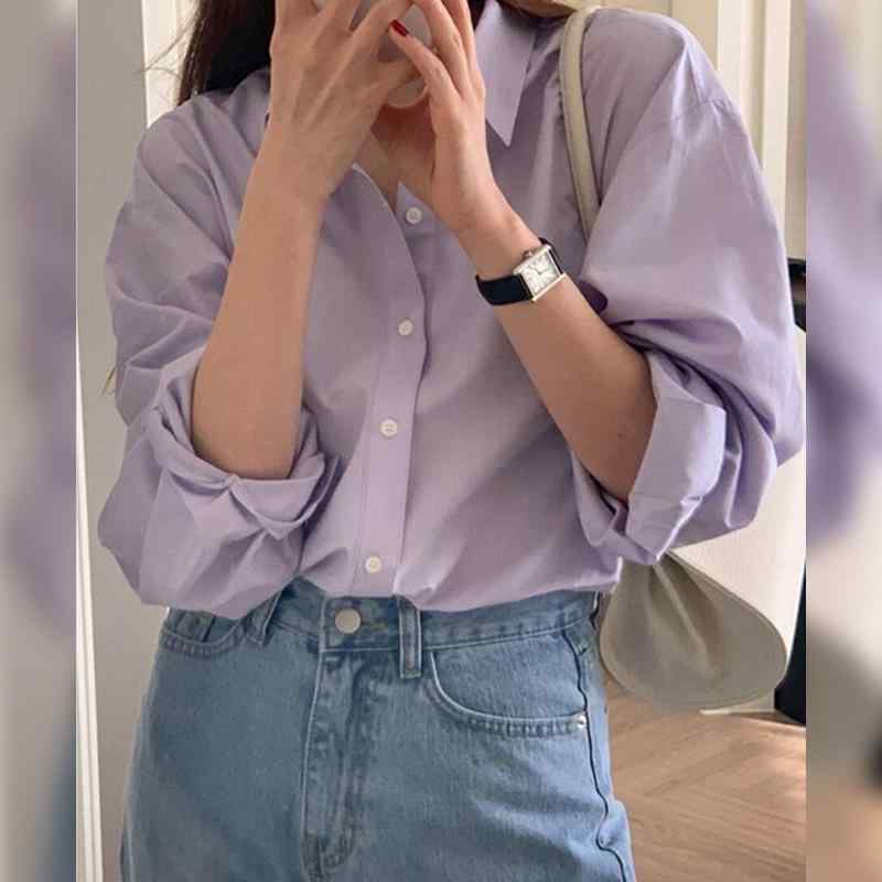 ・カテゴリ: シャツ・スタイル: 都市風・主な素材: 紫貂、ポリエステル50-70%・柄: 無地・款式: 開襟・袖丈: 長袖・版型: スリムフィット・衣長: 普通(50-65cm)・領: ポロ・袖型: 通常・カラー展開: 紫・サイズ展開: ...