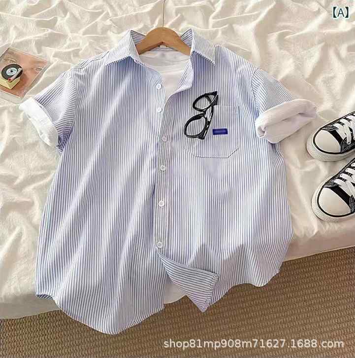 ・カテゴリ: シャツ・スタイル: 通勤風・主な素材: ポリエステル70-80%、綿30-50%・柄: ストライプ/チェック・袖丈: 短袖・版型: ルーズフィット・衣長: 普通(50-65cm)・ネックライン: ポロ・袖型: シャツスリーブ・...