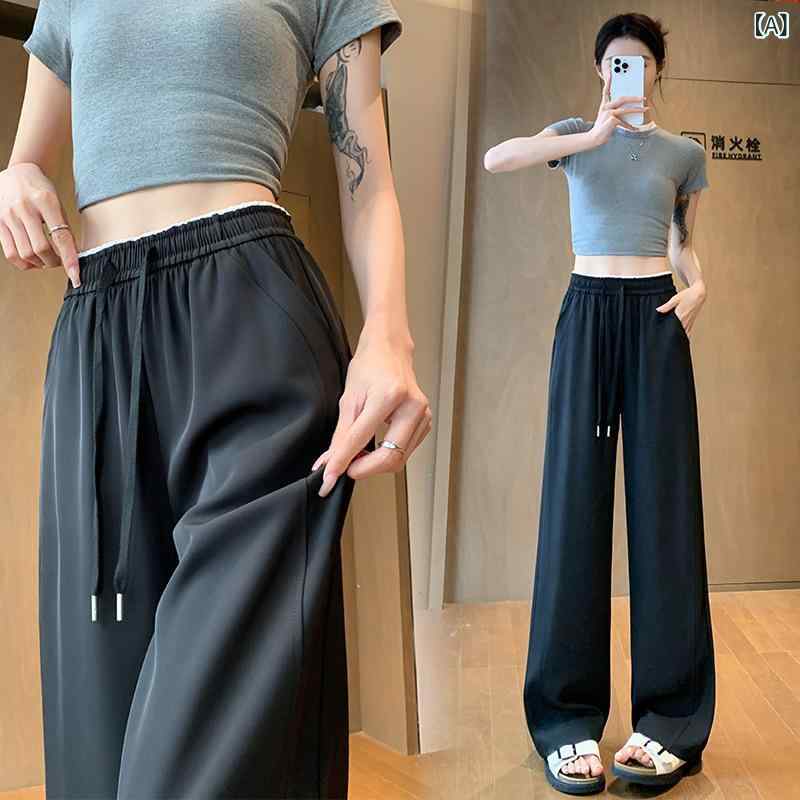 ・スタイル: 通勤・カテゴリ: 休闲裤・主な素材: 涤纶95%以上・デザイン: 直筒型・パンツ丈: 長丈・ウエスト: 高腰・厚み: 通常・装飾: ポケット・伸縮性: 中程度・対象: 女性・カラー展開: ブラック、ピンク、ホワイト、ミントグリ...