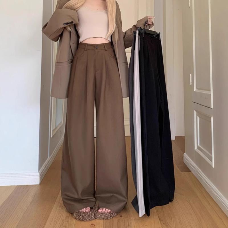 ・スタイル: 純色・パンツタイプ: ワイドレッグパンツ・パンツ丈: ロング・ウエスト: ハイウエスト・厚さ: 中厚・トレンド要素: ポケット・カラー展開: ブラック、ブラウン、グレー、ライトカーキ・サイズ展開: S、M、L、XL・主な素材:...