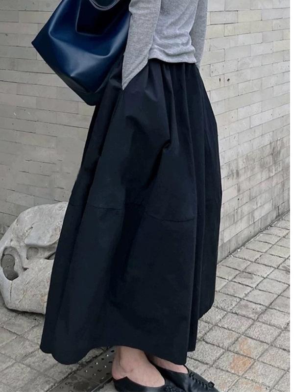 ・カラー: ブラック・サイズ展開: S、M、L、XL・スタイル: 法式風・スカート型: 傘スカート・スカート丈: ミディアムレングス・主な素材: ポリエステル95%以上・伸縮性: 微弾