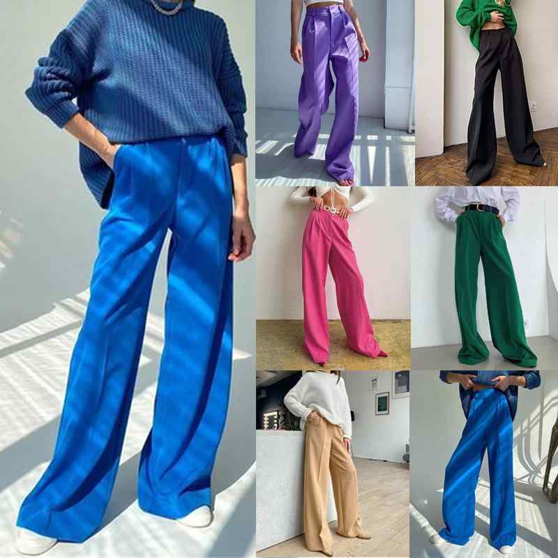 ・カテゴリ: スーツパンツ・スタイル: 気質通勤・主な素材: 直贡呢・柄: プリント・カラー展開: 卡其色、緑、黒、ピンク、紫、青・サイズ展開: S、M、L、XL・パンツ丈: ロング・パンツタイプ: ワイドレッグ・ウエスト: ハイウエスト・...