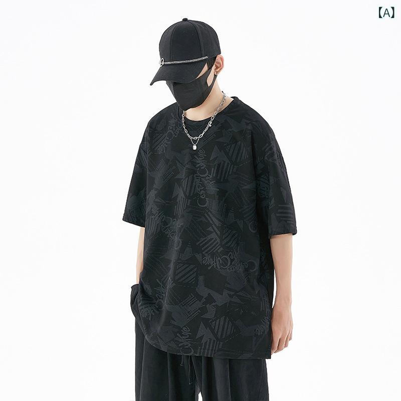 ・カテゴリ: Tシャツ・スタイル: ヒップホップ・版型: ゆったり・適合: ビッグサイズ・適合年齢: 成人・適合性別: 男性・袖丈: 5分袖・ネックライン: ラウンドネック・フード: なし・厚み: 薄手・柄: プリント・袖型: ドロップショ...
