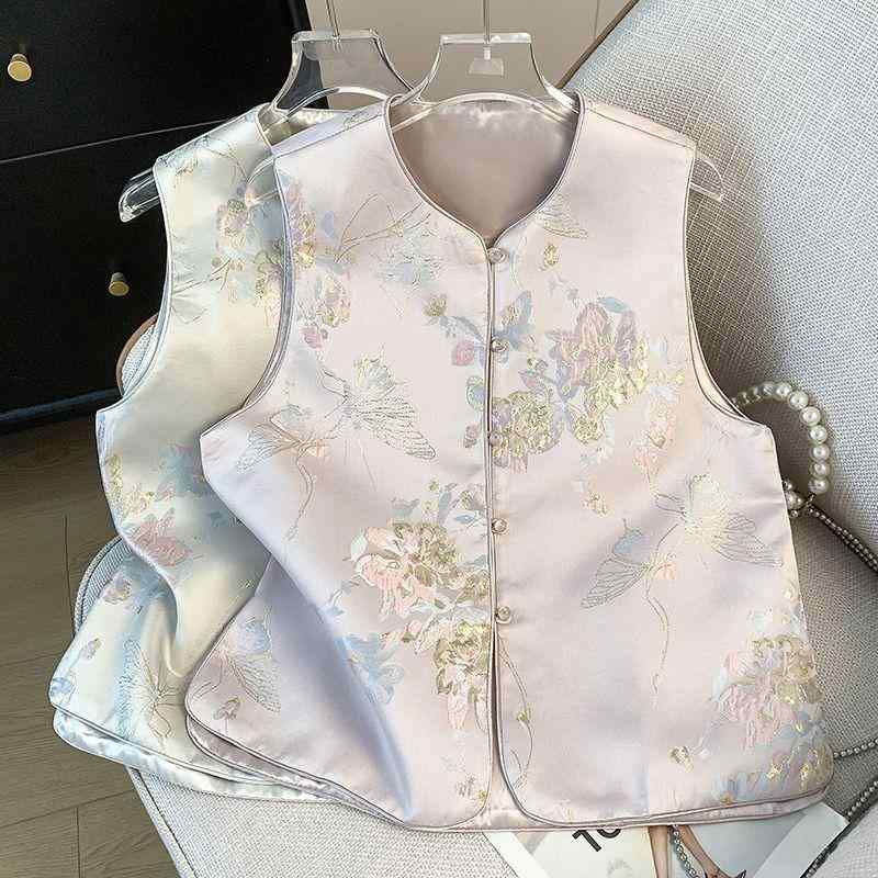 ・スタイル: 中国風・ネックライン: ラウンドネック・カラー展開: ピンクマ甲、アーモンドマ甲・サイズ展開: M、L、XL、2XL、3XL