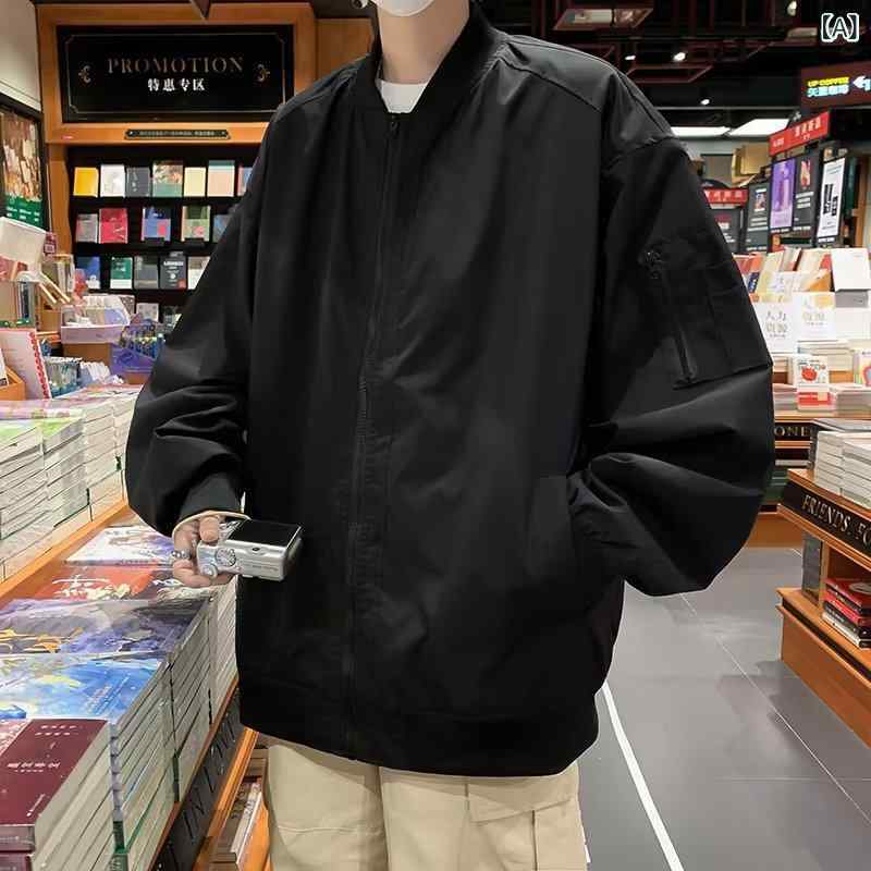 ・カテゴリ: ジャケット・スタイル: 青春流行・対象年齢: 青少年・ネックライン: 立領・シルエット: 合体型・フード: なし・厚み: 普通・柄: 条紋、ソリッド・素材名: 化繊混紡・主素材: ポリエステル100%・裏地: ポリエステル10...