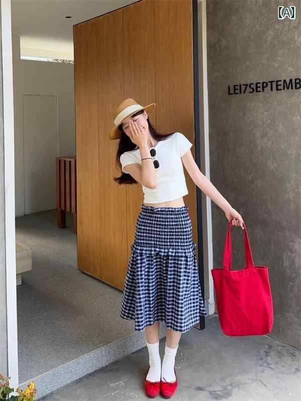 ・カテゴリ: 半身スカート・スタイル: 清新甜美、学院風、快適レジャー・主な素材: ポリエステル95%以上・スカート型: A型・スカート丈: ミディアムロング・柄: ストライプ/チェック、格子・カラー展開: ブルー・サイズ展開: S、M、L...