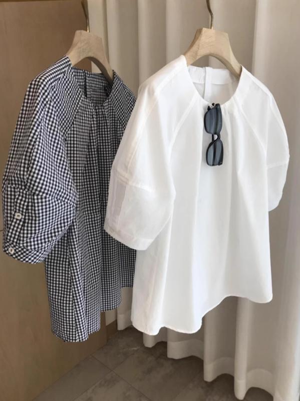 ・カテゴリ: シャツ・スタイル: 通勤風・主な素材: ポリエステル30%以下・パターン: ホワイト、ブラックホワイトチェック・袖丈: 長袖・袖型: 標準袖・フィット: ストレート・丈: 普通(50cm<丈≤65cm)・ネックライン: ...
