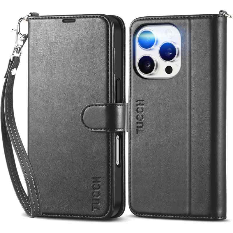 TUCCH iphone 16 Pro 対応 ケース 手帳型 ストラップ付き iphone16プロ手帳型ケース カード収納 [RFIDブロッキング] 横置きスタンド機能 TPU素材 PU合皮 全面保護 衝撃吸収 アイフォン16プロスマホケー...