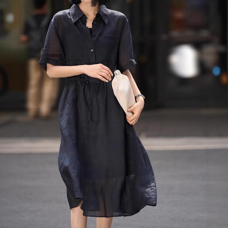 ・主な素材: ポリエステル・柄: 無地・スタイル: 御姐風・袖丈: 短袖・領形状: ターンカラーネック・袖形状: 通常袖・カラー展開: 帝青・サイズ展開: S、M、L、XL