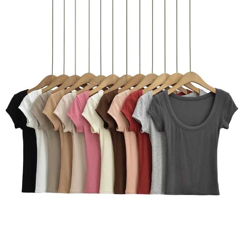 ・カテゴリ: Tシャツ・主な素材: 綿80-90%、氨纶30%以下・柄: 無地・スタイル: 甘辛・ネックライン: クルーネック・袖丈: 短袖・袖型: 標準袖・フィット: スリム・丈: ショート(40-50cm)・流行要素: リブ・カラー展開...