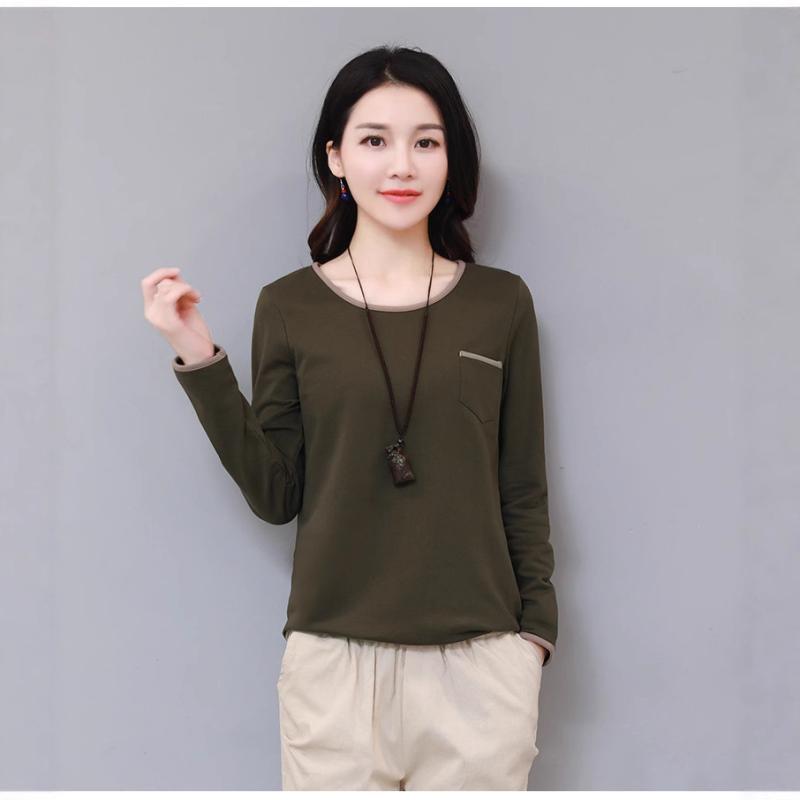 ・カテゴリ: Tシャツ・スタイル: 清新甜美、公主风・主な素材: 90%（含）-95%（不含）・ネックライン: 圆领・袖丈: 長袖・衣丈: 普通款(50cm<衣長≤65cm)・柄: 拼接・カラー展開: 軍緑色、枣紅色、黒色・サイズ展開...