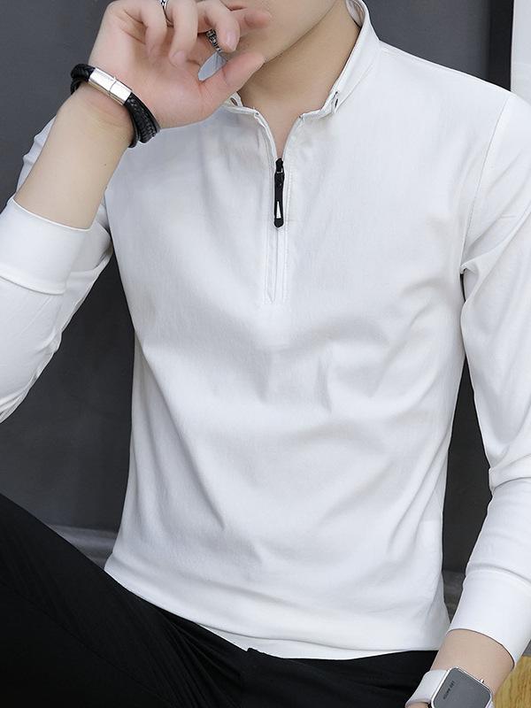・カテゴリ: Tシャツ・スタイル: 修身型・主な素材: ポリエステル90%・柄: 単色・袖丈: 長袖・ネックライン: スタンドカラー・袖型: 標準・厚み: 普通・カラー展開: 白色、黒色、灰色・サイズ展開: M、L、XL、2XL、3XL、4...
