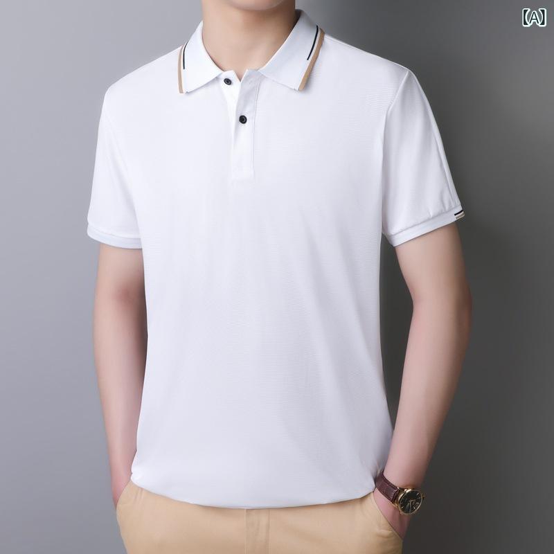 ・カテゴリ: POLOシャツ・スタイル: ビジネス通勤・袖丈: 短袖・版型: ワイドフィット・柄: 無地・特殊加工: 刺繍・厚み: 薄手・主な素材: ナイロン96%以上・適用シーン: カジュアル・詳細: スリット・素材機能: 通気性、高伸縮...