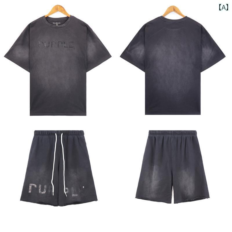 ・スタイル: 美式復古・厚み: 普通・パンツ丈: 短パン・トップスタイル: Tシャツ・袖丈: 短袖・フード: なし・素材名: 綿混紡・主素材: 綿95%・対象シーン: 日常・カラー展開: ブラック、赤、オレンジ・サイズ展開: S、M、L、XL
