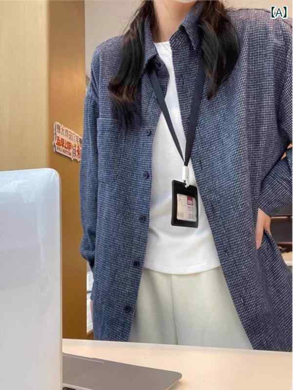・カテゴリ: シャツ・主な素材: 綿70-80%・柄: 条紋/格子・スタイル: 通勤風・袖丈: 長袖・版型: ゆったり・衣長: 中長丈・ネックライン: ポロ襟・袖型: 標準・流行要素: ポケット