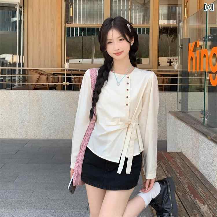 ・カテゴリ: シャツ・スタイル: 通勤風・主な素材: ポリエステル70-80%、綿30-50%・袖丈: 長袖・柄: 無地・カラー展開: 杏色、ブルー・サイズ展開: S、M、L、XL・版型: ゆったり・衣丈: 普通(50-65cm)・ネックラ...