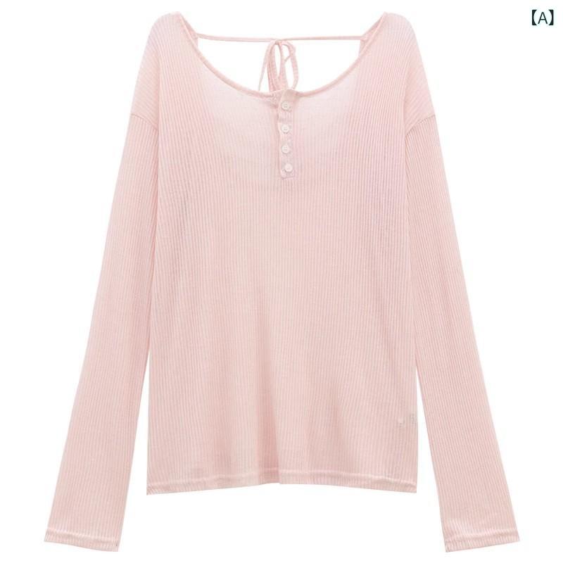 ・カテゴリ: Tシャツ・スタイル: 快適休闲・主な素材: 罗纹布・柄: 純色・袖丈: 長袖・袖型: 常规款・版型: 宽松型・衣長: 普通款(50cm<衣長≤65cm)・ネックライン: 半開領・流行要素: ボタン・カラー展開: 粉色・サ...
