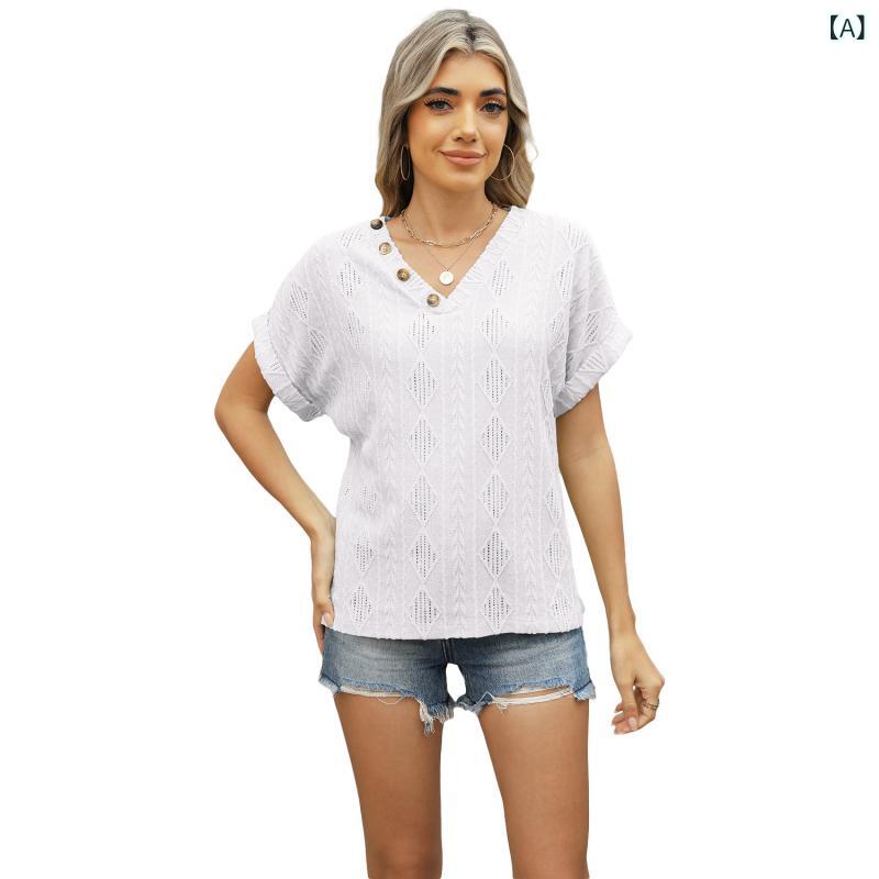 ・カテゴリ: Tシャツ・スタイル: 街頭潮人・主な素材: 人棉50-70%・主な素材2: ポリエステル30%以下・柄: 無地・袖丈: 短袖・衣長: 中長款・ネックライン: Vネック・袖型: 一般袖・流行要素: ボタン・版型: ゆったり・カラ...