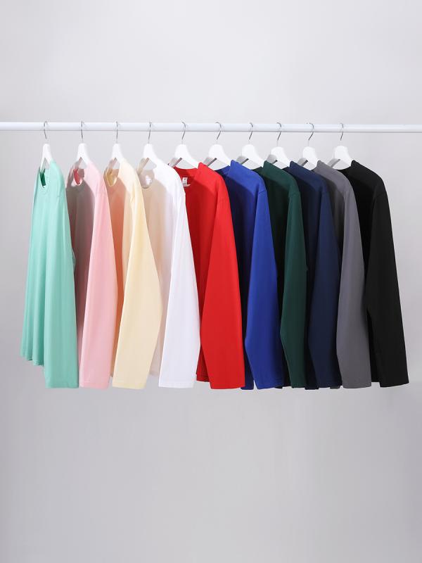 ・カテゴリ: Tシャツ・スタイル: カジュアル・主な素材: 綿100%・ネックライン: クルーネック・袖丈: 長袖・柄: 無地・フィット: ルーズフィット・カラー展開: 白色、米黄色、粉色、ライトブルー、ミントグリーン、ダークグリーン、クラ...