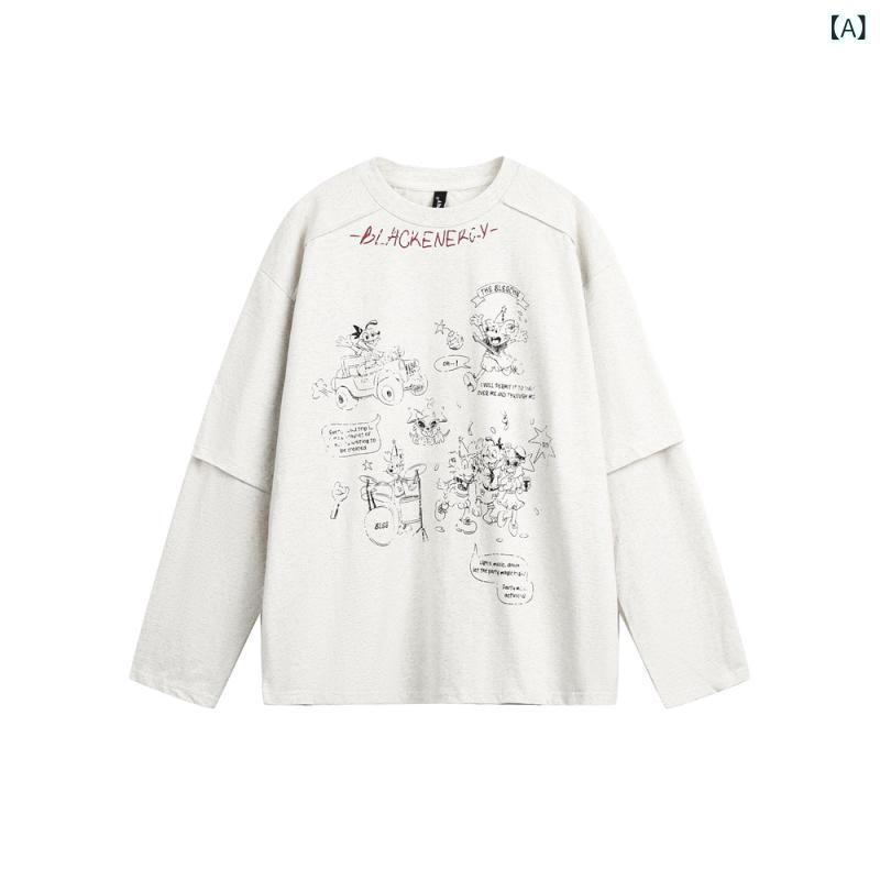 ・カテゴリ: Tシャツ・スタイル: 復古・柄: 卡通・版型: 宽松型・主な素材: 綿96%以上・ネックライン: 圓領・袖丈: 長袖・袖型: 插肩袖・カラー展開: 浅灰色、灰緑色・サイズ展開: S、M、L、XL・克重: 300g(包含)-35...