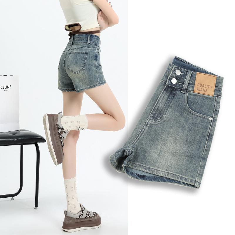 ショートパンツ レディース ハイウエスト デニムパンツ 伸縮性 Aライン レトロ デザイン性 ゆったり 普段使い 通勤用 カジュアル・カテゴリ: デニムパンツ・主な素材: 綿、ポリエステル・スタイル: 韓国風カジュアル・パンツ丈: ショート...