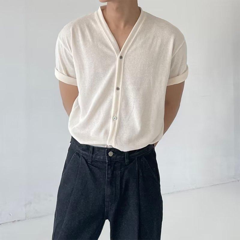 カーディガン メンズ 半袖 ニット Tシャツ 春夏 トップス ゆったり カジュアル 薄手 接触冷感 アウター 無地 通気性 軽量 きれいめ 普段使い・カテゴリ: Tシャツ・スタイル: 韓国風・主な素材: 綿65%・柄: 無地・版型: スリム...