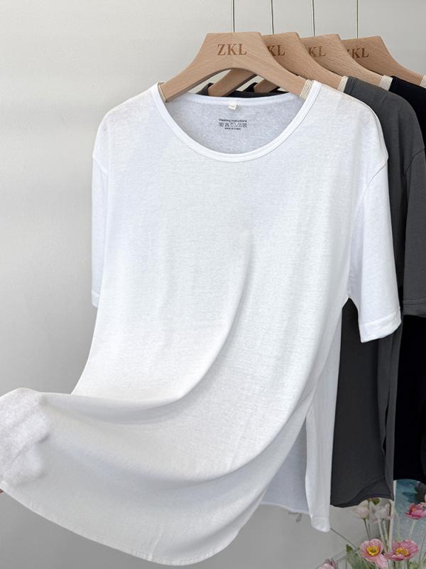 Tシャツ レディース 半袖 トップス チュニック丈 オーバーサイズ ゆったり ラウンドネック スリット入り 薄手 吸湿速乾 ヨガウェア トレーニングウェア 部屋着 フィットネス カジュアル オールシーズン・カテゴリ: Tシャツ・素材: 綿・...