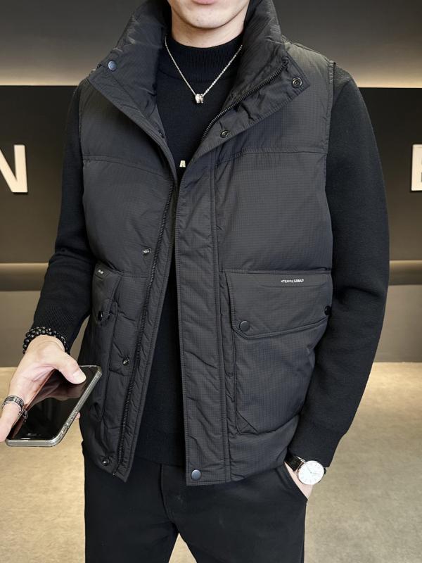 ・カテゴリ: 羽绒马甲・スタイル: 时尚都市・主な素材: 聚酯纤维80%・袖丈: 开衫・柄: 纯色・カラー展開: 绿色、黒色・サイズ展開: M、L、XL、XXL、XXXL、4XL・充填量: 白鸭绒50%・厚さ: 普通・首元: 立领・ポケット...