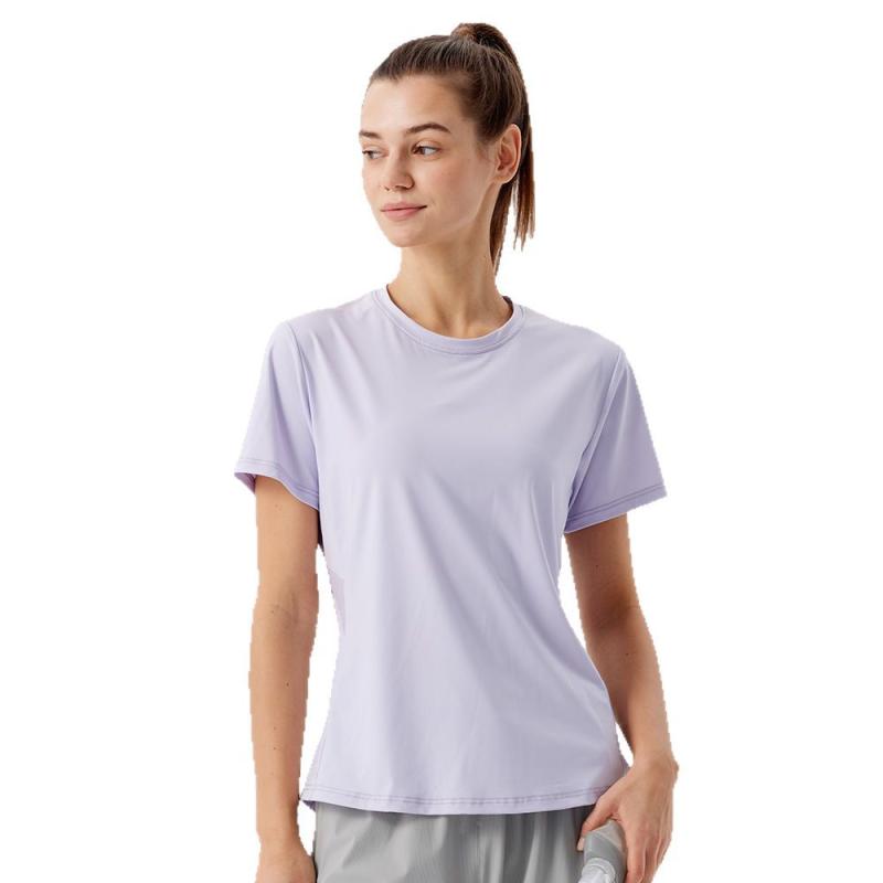 ・カテゴリ: Tシャツ・機能: 速干・対象性別: 女性・柄: 無地・主な素材: ナイロン90%、スパンデックス10%・カラー展開: ホワイト、スカイブルー、ピンク、パープル・サイズ展開: M、L、XL、2XL・袖丈: 短袖・着用方法: プル...