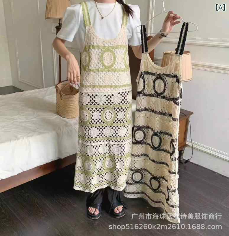 ワンピース レディース ニット キャミワンピ かぎ針編み 透かし編み シンプル デザイン感 きれいめ フェミニン スリム 細見え 韓国風 オールシーズン・素材: 綿100%以上・工法: 刺繍・スタイル: プルオーバー・スカート丈: ミモレ丈...