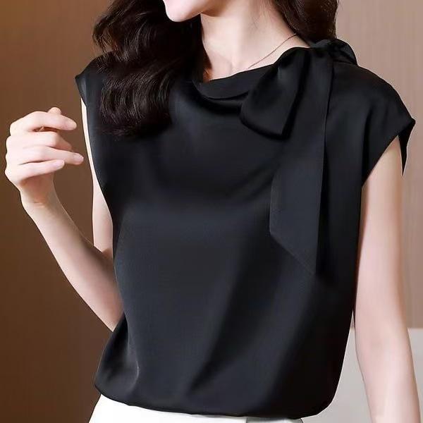 ・カテゴリ: Tシャツ・スタイル: 通勤風・主な素材: 缎面・柄: 人物・ネックライン: 圆领・袖丈: 無袖・版型: 宽松型・流行要素: 系带・カラー展開: 黒色、香槟、咖色・サイズ展開: L、XL、XXL、3XL、4XL、5XL
