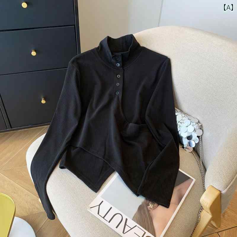 ・カテゴリ: Tシャツ・スタイル: 通勤・主な素材: その他95%以上・柄: 無地・袖丈: 長袖・版型: スリムフィット・衣長: 普通(50-65cm)・ネックライン: スタンドカラー・袖型: スタンダード・流行要素: ボタン・カラー展開:...