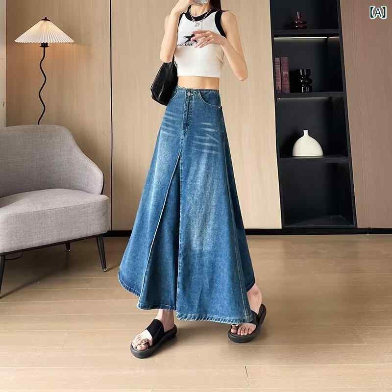 ・素材: 牛仔布・主な素材: 綿30-50%、ポリエステル30-50%・スカートタイプ: 魚尾・スカート丈: ミドル・流行要素: 破れ・カラー: ブルー・サイズ展開: S、M、L、XL、2XL、3XL、4XL、5XL・スタイル: カジュアル