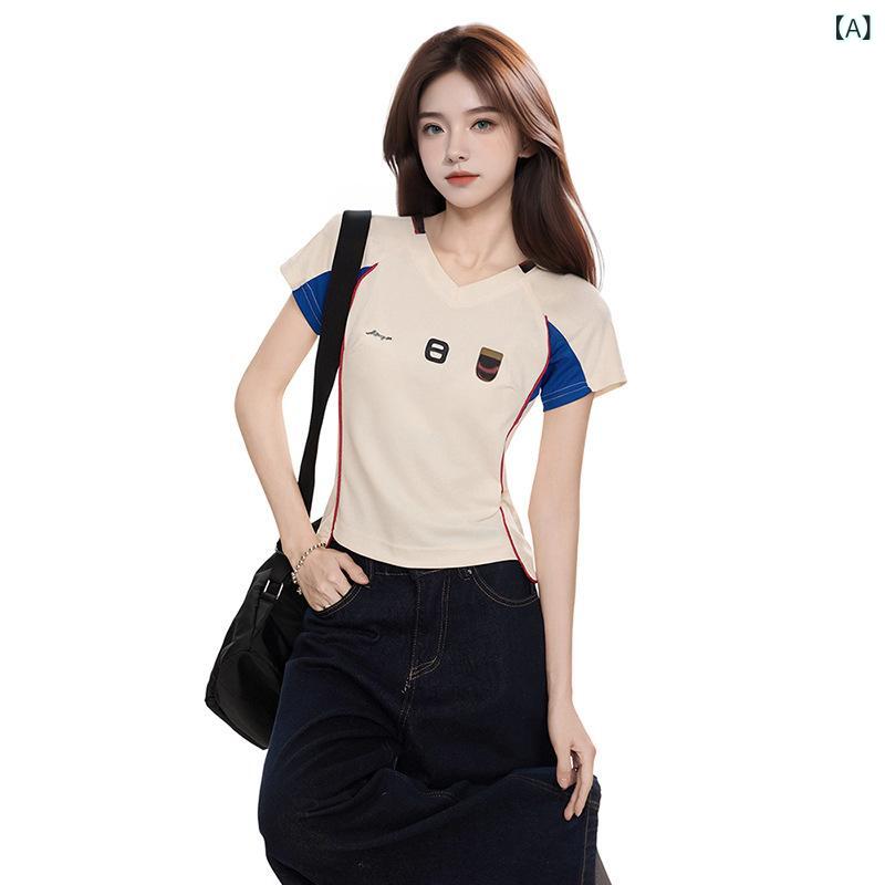 ・カテゴリ: Tシャツ・スタイル: 通勤風・主な素材: 綿90-95%、氨纶30%以下・袖丈: 短袖・衣丈: 短款・ネックライン: V字領・柄: 文字・カラー展開: 白色・サイズ展開: S、M、L・フィット: 修身型・装飾: 撞色