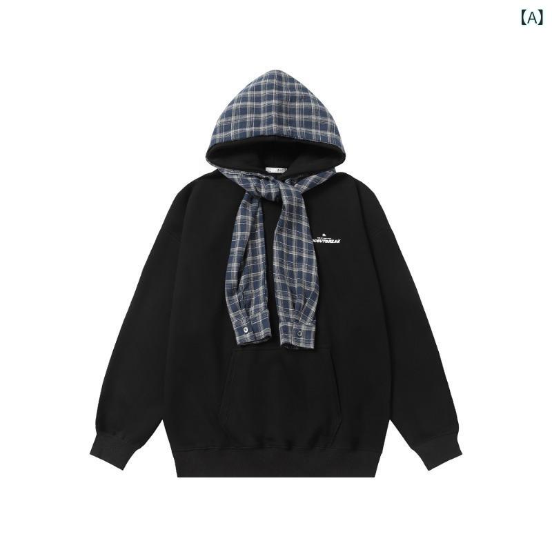 ・スタイル: ジェンダーレス・袖丈: 長袖・フード: あり・主な素材: 綿 81%-90%・着用シーン: 日常・柄: チェック・デザイン詳細: バイカラー・シルエット: ルーズ・加工: 形態安定加工・ポケット: サイドポケット・カラー展開:...