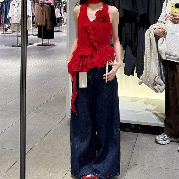 ・カテゴリ: キャミソール・スタイル: セクシー・主な素材: ポリエステル95%以上・柄: フリンジ・カラー展開: レッド・サイズ展開: S、M、L、XL・ストレッチ性: なし・対象: 女性・ショルダーストラップ: ワンショルダーストラップ