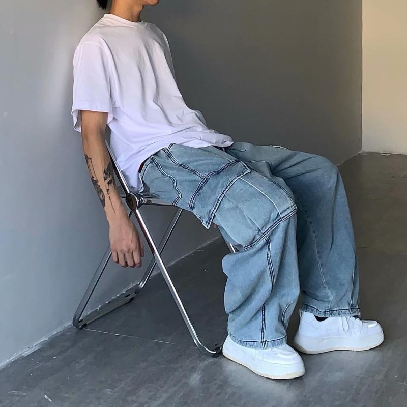 ・スタイル: カジュアル、港風・スタイルカテゴリ: ストレートパンツ・パンツの形状: ルーズフィット・特殊加工: ウォッシュ加工・パンツ丈: アンクル丈・ウエスト: ミドルウエスト・厚み: 普通・対象: 青年、成人、男性・素材: 綿 68%...