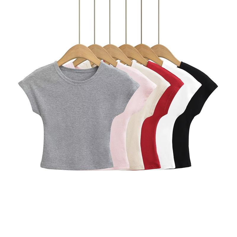 ・カテゴリ: Tシャツ・スタイル: ストリート、欧米風・主な素材: 綿 50%-70%・柄: 無地・袖丈: ノースリーブ・袖型: フリル袖・ネックライン: クルーネック・着丈: ショート丈 (40cm超-50cm以下)・シルエット: スリム...