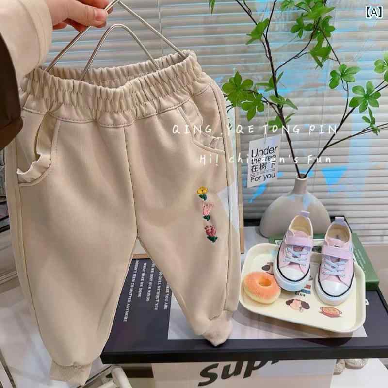 ・スタイル: 韓国風・カテゴリ: ロングパンツ・主な素材: 綿65%・安全基準: B類・対象性別: 女児・対象年齢: 中小童（3〜8歳、身長100〜140cm）・スタイル詳細: カジュアルパンツ・生地加工: 柔軟処理・柄: 花柄・特徴: ス...