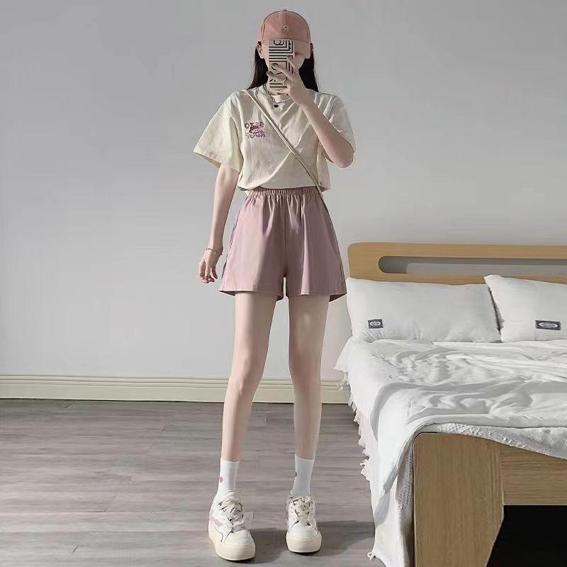 ・カテゴリ: 選択パンツ・パンツのタイプ: ストレート・パンツ丈: ショートパンツ（三分丈）・ウエスト: ハイウエスト・厚さ: 普通・カラー展開: ライトピンク、イエローカーキ、ブラック、ホワイトカーキ・サイズ展開: S、M、L、XL、XX...