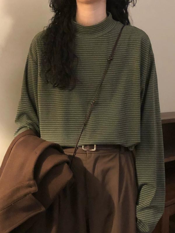 ・カテゴリ: T恤・スタイル: 学院風、快適カジュアル・主な素材: ポリエステル・ネックライン: スタンドカラー・袖丈: 長袖・袖の種類: レギュラースリーブ・シルエット: ルーズフィット・カラー展開: グリーン、アプリコット・サイズ展開:...